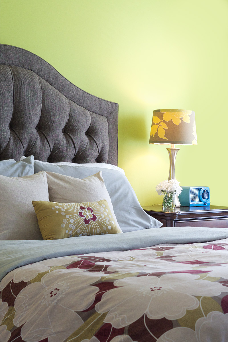 Morgan upholstered bed in Notion Ironside | Roger + Chris