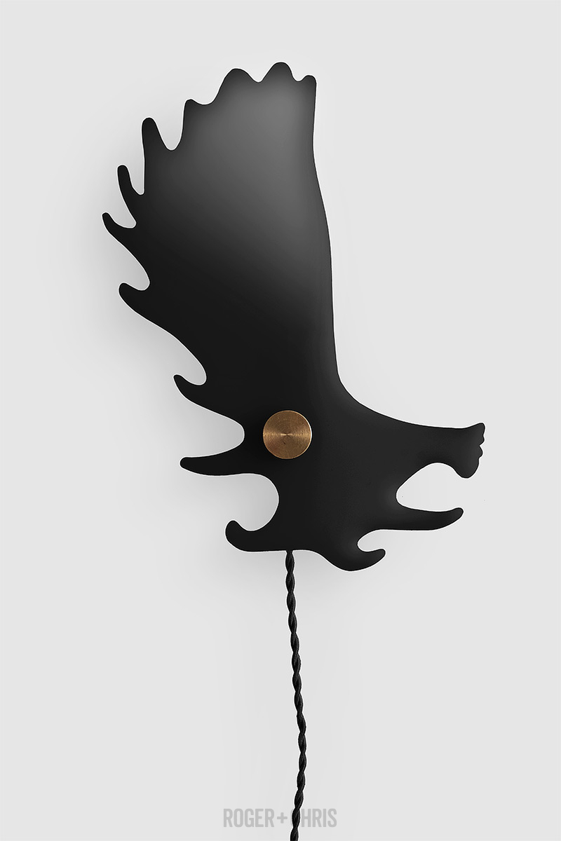 Moose plug-in wall sconce in black with black cord | Roger + Chris ...